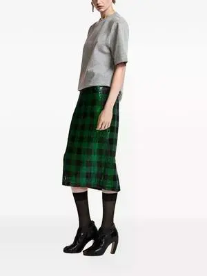 Essentiel Antwerp Sequin-embellished Checked Midi Skirt