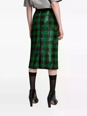 Essentiel Antwerp Sequin-embellished Checked Midi Skirt
