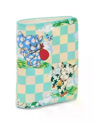 Kenzo Cartoon Check-pattern Animal-print Wallet - Green