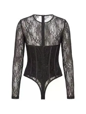 NISSA Lace-panelled Corset-style Bodysuit