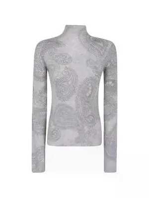 Emporio Armani Alpaca Paisley Print High Neck Sweater
