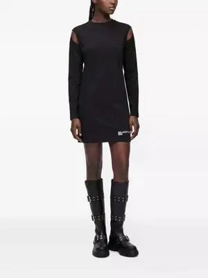 Karl Lagerfeld Cotton Jersey Cut-out Crew Neck Dress