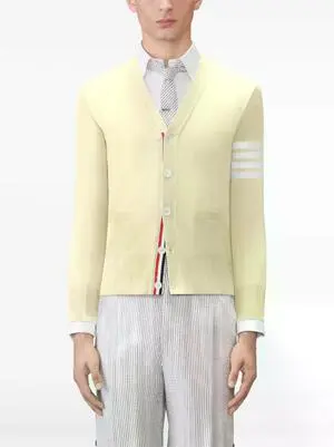 Thom Browne Merino Wool 4-bar Classic V-neck Cardigan - Yellow