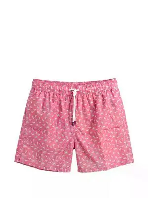 Fedeli Madeira Dolphin-print Swim Shorts - Pink