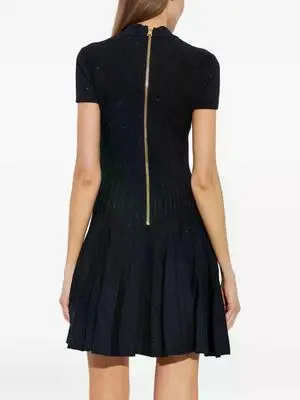 Balmain Sequin Embellished Pleated Mini Dress