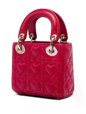 Dior Micro Lambskin Cannage Lady Satchel - Red