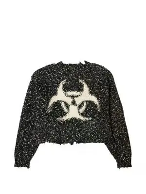 DOUBLET Acting Gas Mask Distressed Sweater
