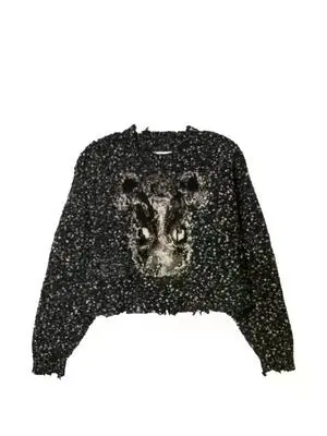 DOUBLET Acting Gas Mask Distressed Sweater