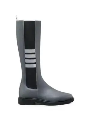 Thom Browne Pebble-grain 4-bar Knee-high Chelsea Boots - Grey
