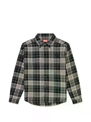 DIESEL® Distressed Shirt In Check Flannel - Black