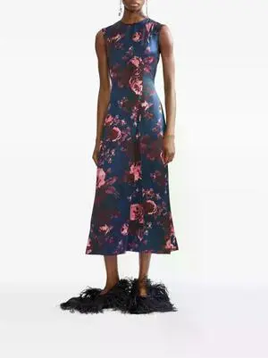 Erdem Floral Print Sleeveless Midi Dress