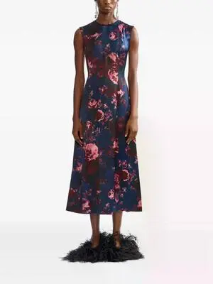 Erdem Floral Print Sleeveless Midi Dress
