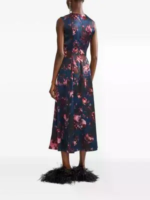 Erdem Floral Print Sleeveless Midi Dress