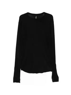 THOM KROM Thumb-slot Raw-edge Long-sleeve T-shirt - Black