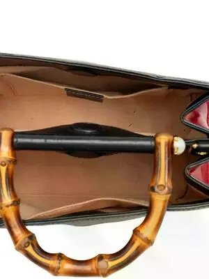 Gucci 2000-2015 Mini Nappa Bamboo Web Nymphaea Top Handle Bag Satchel