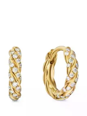 David Yurman Diamond Pavé Hoop Earrings In 18k Yellow - Gold