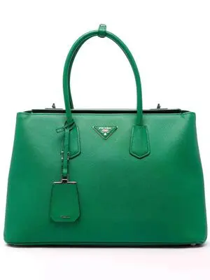 Prada Saffiano Leather Turnlock Twin Satchel