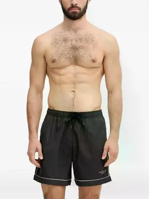 Armani Exchange Logo-print Piped Swim Shorts - Black