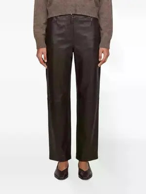 Loulou De Saison Dark Leather Straight Leg Trousers