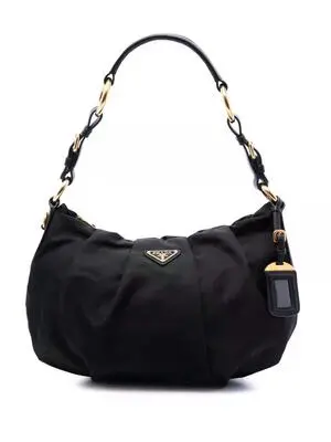 Prada 2013-2026 Tessuto Pleated Hobo Bag - Black