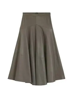 BOSS Leather Midi Skirt With Bell Silhouette