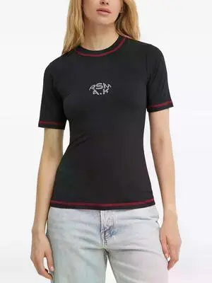 RÉSUMÉ Rhinestone Logo Contrast Stitch T-shirt