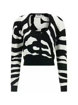 Moschino All-over Zebra Print Inlaid Sweater