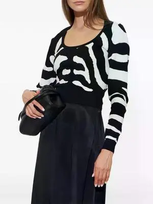 Moschino All-over Zebra Print Inlaid Sweater - Black