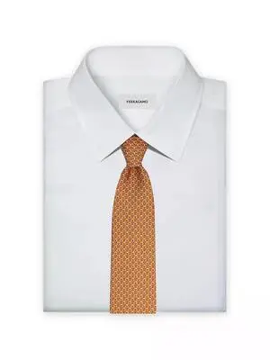 FERRAGAMO Gancini Links Print Silk Neck Tie