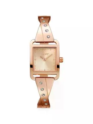 Dkny Rectangle Face Watch With Crystal Embellishments - Pink