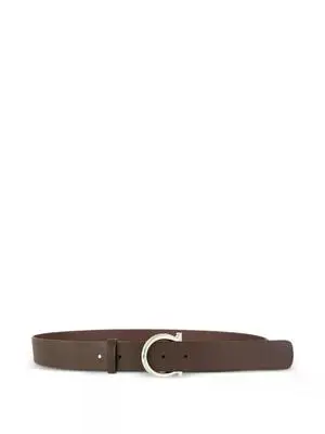 FERRAGAMO Gancini Buckle Leather Belt - Brown