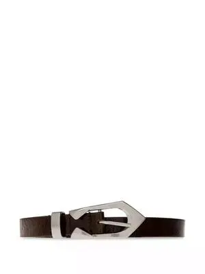 IRO PARIS Geometric Buckle Leather Belt - Brown