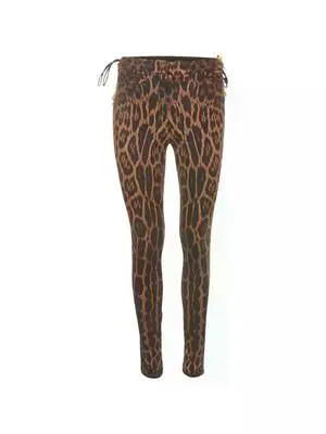 Roberto Cavalli Leopard Print Skinny Trousers - Brown