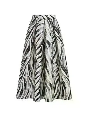 LUNATICA MILANO Savanna Zebra-print Pleated Midi Skirt - White