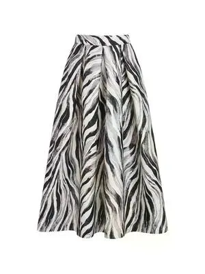 LUNATICA MILANO Savanna Zebra-print Pleated Midi Skirt