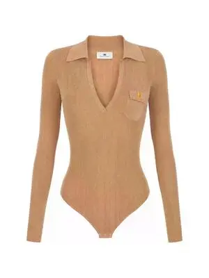 Elisabetta Franchi Knit Bodysuit With Openwork Embroideries