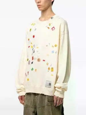 Mihara Yasuhiro Price Tag Sticker Printed Knit Sweater
