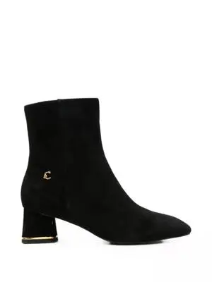 COCCINELLE Logo-plaque Suede Ankle Boots - Black