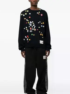 Mihara Yasuhiro Price Tag Sticker Printed Knit Sweater - Black