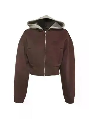 Sandro Cropped Hoodie With Embroidered Logo Detail