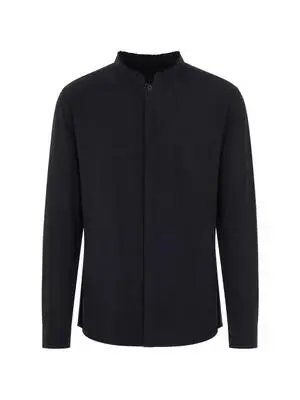THOM KROM Frayed-edge Band-collar Shirt