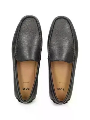 BOSS Tumbled-leather Loafers With Driver Sole