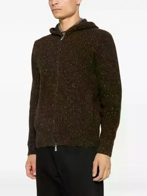 Eleventy Zip-up Ribbed-knit Hoodie