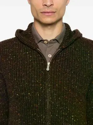 Eleventy Zip-up Ribbed-knit Hoodie