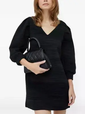 Sisley Ribbed Puff-sleeve Mini Dress
