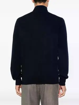 Soft Goat Zip-up High-neck Cardigan