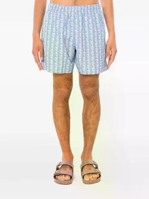 Lacoste Monogram Print Swim Shorts - Blue