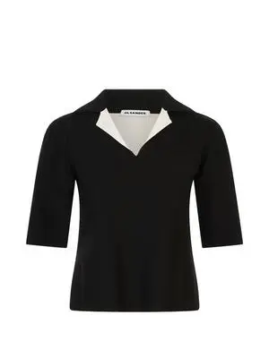 JIL SANDER Contrast Collar Raglan Sleeve Top