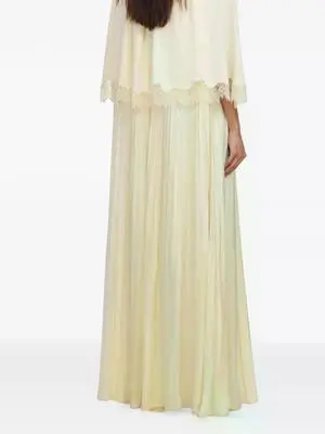 SELF-PORTRAIT Lace-trim Tie-neck Maxi Dress