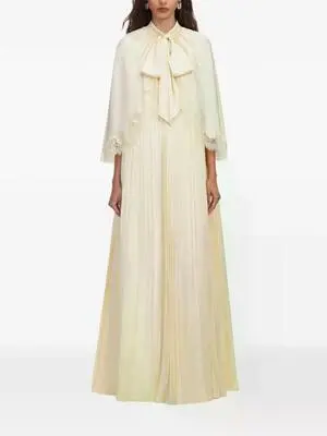 SELF-PORTRAIT Lace-trimmed Tie-neck Maxi Dress